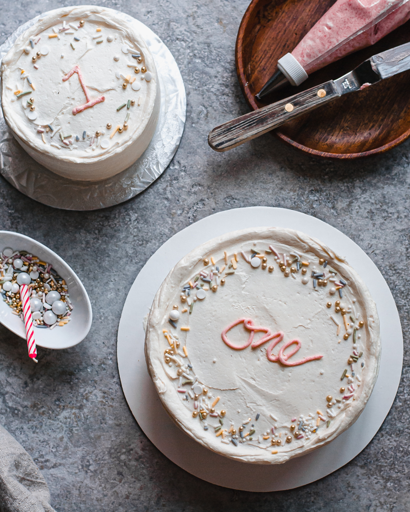Mini vanilla cake with buttermilk ermine frosting (plus a smash cake ...